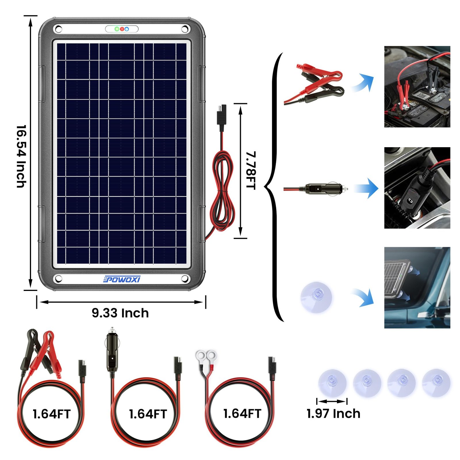 Solar Trickle Charger SUNAPEX Maintainer 12 Volt Waterproof Solar Panel ...